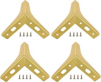 SOLUSTRE 4 St&uuml;ck Metal M&ouml;belbeine Dreieckige Sofaf&uuml;&szlig;e aus Robustem Eisen mit Schrauben Goldene M&ouml;belf&uuml;&szlig;e f&uuml;r Schrank Couch Tisch und B&uuml;cherregal Langlebige Met
