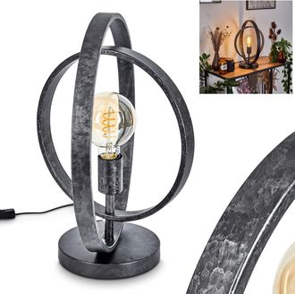 HOFSTEIN Tischleuchte Tercel, Tischlampe aus Metall in Schwarz/Grau, Leuchte im Vintage Design mit tollen Lichteffekten und verstellbaren Gestell, An-/Ausschal