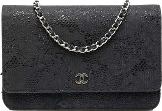 Chanel Hobo Bags - CC Lace Overlay Goatskin Wallet On Chain - Gr. unisize - in Blau - f&uuml;r Damen