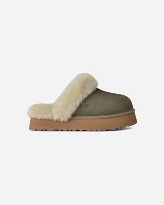 UGG Disquette Hausschuh f&uuml;r Damen in Green, Gr&ouml;&szlig;e Wildleder