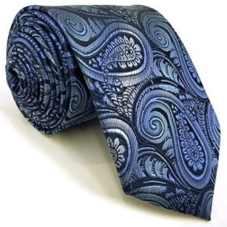 Shlax & Wing Cravates pour hommes Bleu Paisley Luxury Grooms Accessories Taille classique
