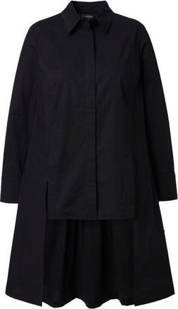 Ulla Popken Longbluse Longbluse Zierschlitze A-Linie Hemdkragen Langarm