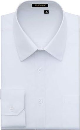 Hisdern Chemise de Ville Formelle pour Hommes a Manches Longues en Coton Blanc Boutonne avec des Chemises Coupe Classique pour Hommes - Taille XL - Couleur Bl
