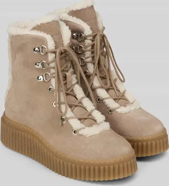 Marc O'Polo Schn&uuml;rstiefel aus Rindsvelours mit Plateauprofil