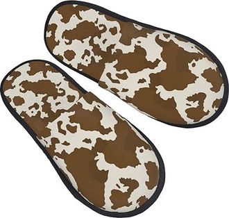 Generic Pantoufle Maison Cuir De Vachette Marron Imprim&eacute; Hiver Pantoufles Antid&eacute;rapantes Chaussons Maison Doux Chaudes Pantoufles Pour Maison H&ocirc;tels Salon M