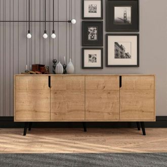 Pier Import Buffet salle &agrave; manger effet bois 4 poign&eacute;es int&eacute;gr&eacute;es MARFA