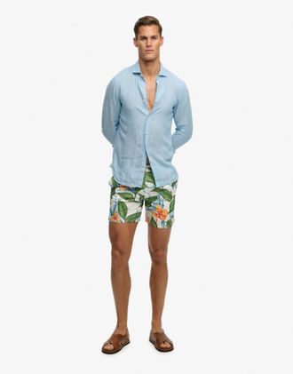 Superdry Short de bain 16 pouces &agrave; imprim&eacute; hawa&iuml;en - Vert optique