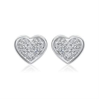 Unique 585er Weißgold-Ohrringe Herzen 12 Diamanten