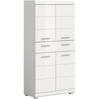 M&S Collection Scout Hochschrank Bad 4 T&uuml;ren, 1 Schublade Wei&szlig; hochglanz, wei&szlig;