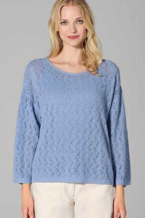 Hempage Hempage Damen vegan Pullover Openwork Wasserblau