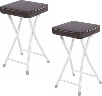 Generic 2 St&uuml;ck Klapphocker, 49 cm Faltbarer Fr&uuml;hst&uuml;ckshocker mit Quadratischer Polsterung, Ohne R&uuml;ckenlehne, K&uuml;chenst&uuml;hle Tresenhocker(Brown)