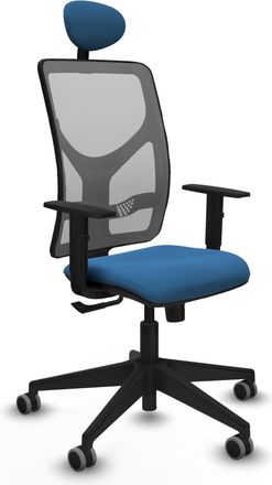 Piqueras y Crespo Schreibtischstuhl, blau, mit 1D-Armlehnen, h&ouml;henverstellbarer Lendenwirbelst&uuml;tze und festem Kopfteil, ausgestattet mit 3 Positionen und Schneidschaum,