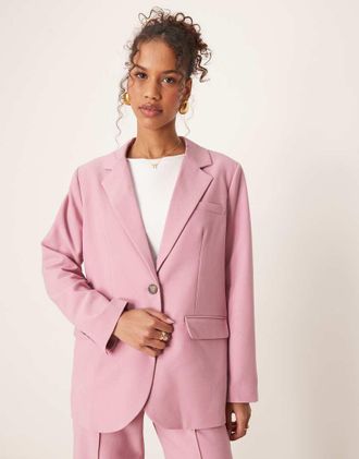 Vero Moda Oversize-Blazer in Lila-Rosa mit Schildpattkn&ouml;pfen, Kombiteil