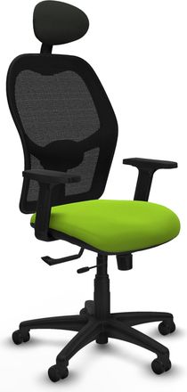 Piqueras y Crespo B&uuml;rostuhl mit 2D-Armen, h&ouml;henverstellbare Lendenwirbelst&uuml;tze und festes Kopfteil, ausgestattet mit Syncro/Traslack und Schneideschaum, Schwarz/Pistazi