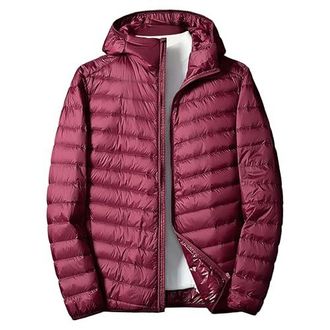 Generic Manteau dhiver l&eacute;ger et pliable &agrave; capuche pour homme - Coupe-vent - Chaud - Veste dhiver chaude, Rouge, 3XL