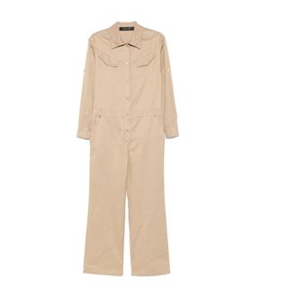 Federica Tosi Twill Anzug Kleid mit Beigen Kn&ouml;pfen - - Jumpsuits & Playsuits - Damen - Beige - M