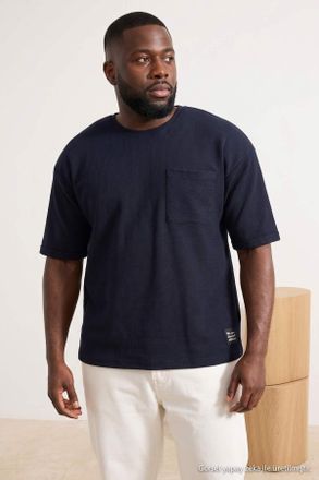 Trendyol MAN Herren Dunkelblau Einfarbig Kurz Oversize Gro&szlig;e Gr&ouml;&szlig;en T-Shirts