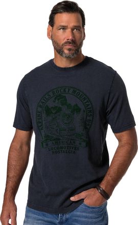 JP1880 Herren große Größen Übergrößen Menswear L-8XL T-Shirt, Halbarm, Vintage-Look, Rundhals, bis 8 XL Navy blau 7XL 832162130-7XL