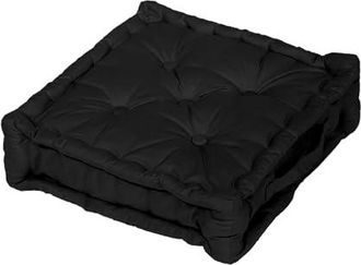 Soleil d'Ocre Polsterkissen, Baumwolle, 50 x 50 x 10 cm, Panama, Schwarz