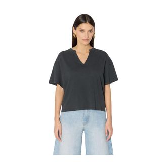 BERENICE Temilio T-Shirt grau mit tunesischem Kragen und Strassfl&uuml;geln - - Tops - Damen - Mehrfarbig - L