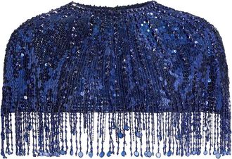 Jenny Packham robe longue brodée de sequins - Bleu