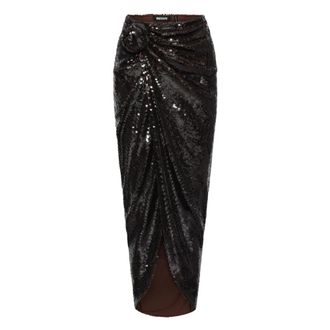 Rotate Pailletten-Midirock - - Skirts - Damen - Braun - XS