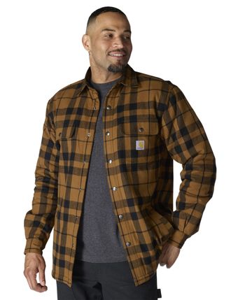 Carhartt Work in Progress Hemdjacke f&uuml;r Herren, lockere Passform, Flanell-Sherpa-Futter, Braun (Carhartt Brown), Mittel