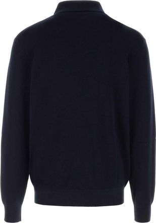 Umit Benan Mens Midnight Blue Cashmere Blend Polo Shirt Darknavy Exterior: Silk Maglieria Sweater