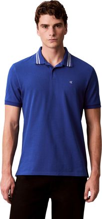 Calvin Klein Herren Ss Monogram Pique Tipped Polo Lv04Rc276G Polos, Blue (Chase Blue), L