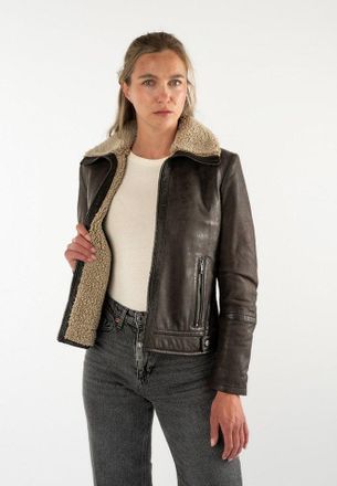 Mauritius Lederjacke MWIskra mit Teddyfell-Kragen