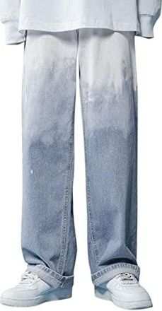 Generic Wide Street Jeans pour homme Pantalon ample tendance pour homme, bleu, M