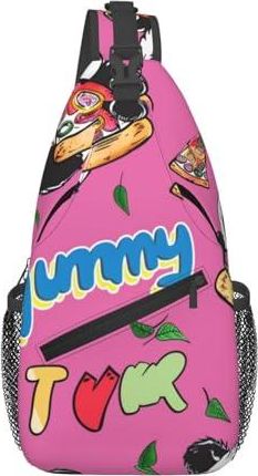 Generic Sac &agrave; bandouli&egrave;re Pizza et pandas g&eacute;ants - Sac &agrave; bandouli&egrave;re de voyage pour homme - Sac &agrave; dos de randonn&eacute;e