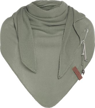 Knit Factory Lola Dreieckstuch - Fein Gestrickter Damen Schal - Tuch Schal - Für Frühling und Sommer - Baumwollmix - Urban Green - 190x85 cm