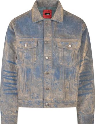 KidSuper Studios Face Floral Flocked Denim Jacket - - Jackets - Herren - Mehrfarbig - XL