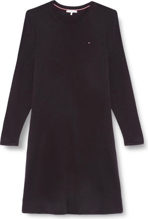 Tommy Hilfiger Damen CRV Soft Wool Flared SWT Dress WW0WW42423 Fit & Flare Kleider, Schwarz (Black), XXL