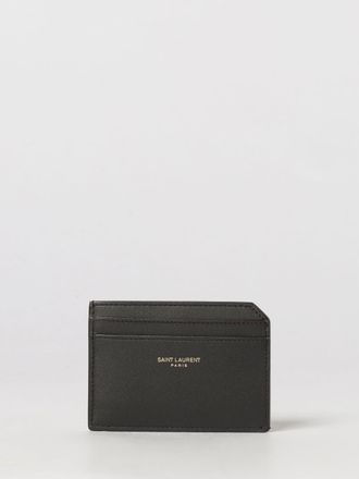 Saint Laurent Flaches Kartenetui aus glattem Kalbsleder mit Schriftzug-Logo