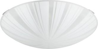 Eglo Deckenlampe Mars 1, 1 flammige Wandleuchte, Deckenleuchte aus Stahl, Farbe: Weiß, Glas: Weiß satiniert Motiv Strahlen, Fassung: E27