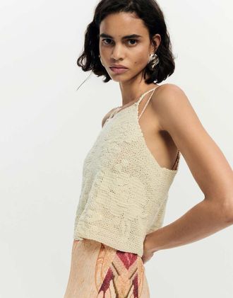 Desigual Robe longue en maille 2-en-1 - Blanc
