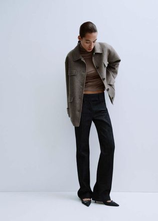 Mango Wolljacke mit Taschen mittelbraun - Damen - XXL - MANGO