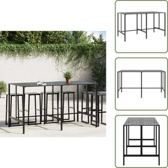 vidaXL Bartisch Schwarz 200x100x110 cm Pulverbeschichteter Stahl - Gartentisch - Esszimmertisch - Bartisch - Au&szlig;enm&ouml;bel - Balkonm&ouml;bel