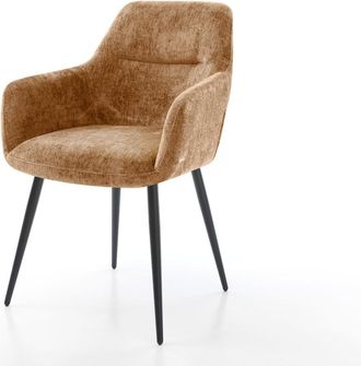 DELIFE Esszimmerstuhl Pejo-Flex Chenille Rost 4-Fuß konisch Schwarz Taschenfederkern, Esszimmerstühle