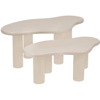 Atmosphera Lot de 2 Tables Basses Gigognes Olao 100cm Ivoire