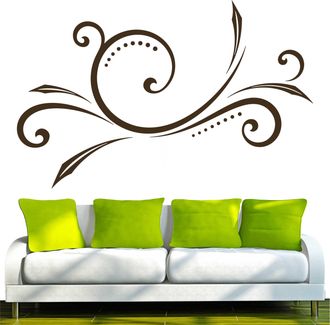 Indigos UG Wandtattoo Wohnzimmer - Wandaufkleber Pflanze Tribal 80x50 cm - braun d50 - Aufkleber Kinderzimmer Schlafzimmer K&uuml;che Badezimmer B&uuml;ro Dekoration