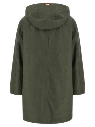 Herno Technical Linen Blend Raincoat - Olive Green
