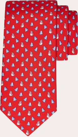 Ferragamo Herren Seidenkrawatte mit Christmas-Print Rot