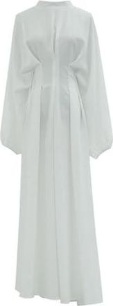 Generic Robe amincissante &agrave; manches mi-longues musulmanes pour femme - Couleur unie - Style musulman, blanc, XXL