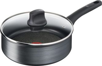 T-fal Titanium Fusion Schmorpfanne mit Deckel | 24 cm | f&uuml;r alle Herdarten geeignet, auch Induktion | Thermo-Signal | G12432 | PFOA-frei