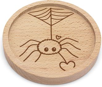 Mr. & Mrs. Panda Tassenuntersetzer Spinne Agathe Liebe - Geschenk, Holzuntersetzer, Liebesbeweis, Tischuntersetzer, Tee untersetzer, Gravierte, Liebesgeschenk, Verlieb