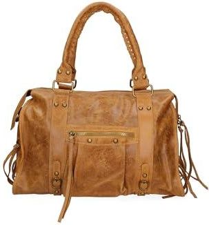 Gave Lux Sac porté épaule en daim véritable pour femme Produit artisanal Fabriqué en Italie, GLX220609023FBG Cuir clair 41 x 28 x 13 cm, Permanent