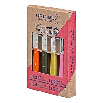 Opinel Opinel K&uuml;chenmesser- Set du cuisinier 4-teilig, rostfreier Sandvik-Stahl, Sch&auml;lmesser, Gem&uuml;semesser, Obstmesser, Sparsch&auml;ler, Bunt